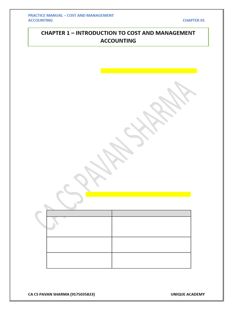 Cost and Management Accounting Overview | PDF | Cost Accounting | Cost
