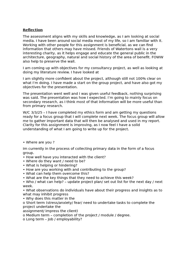 Reflection Section - Task 1 | PDF | Focus Group | Psychology