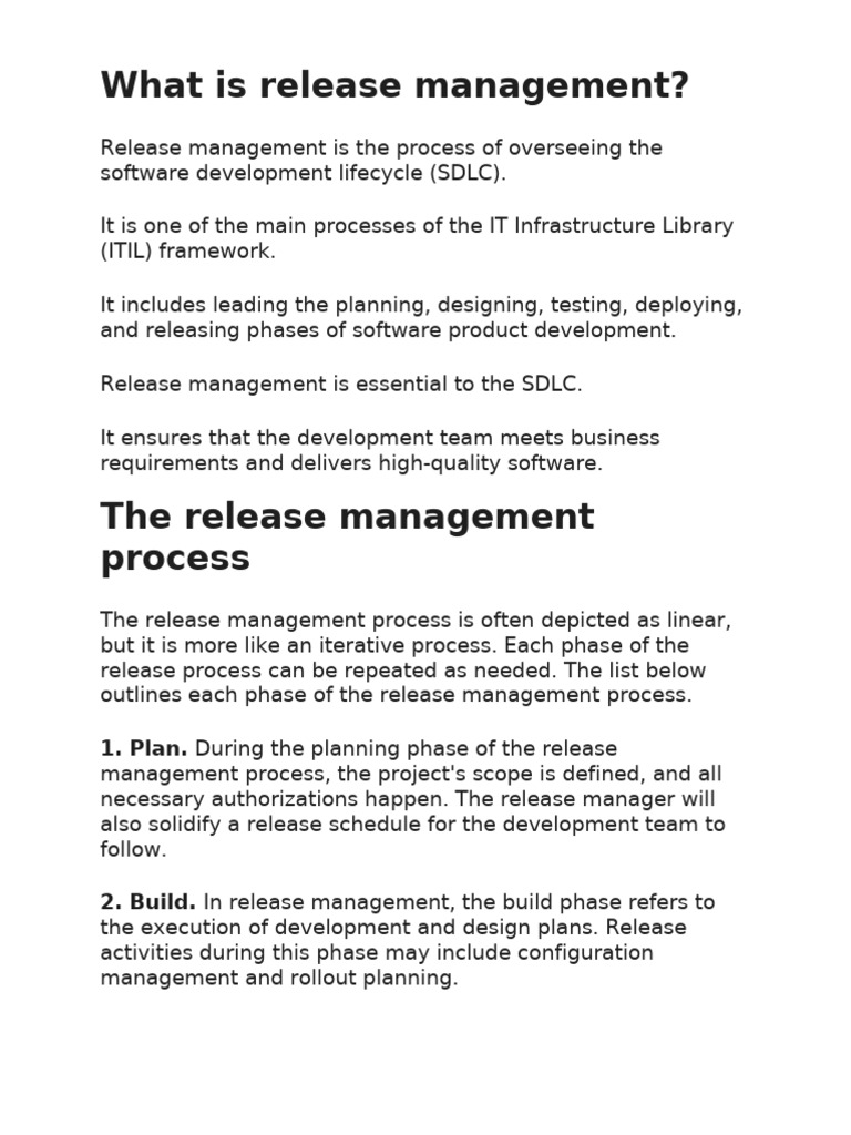 Understanding Release Management Process | PDF | Software Development ...