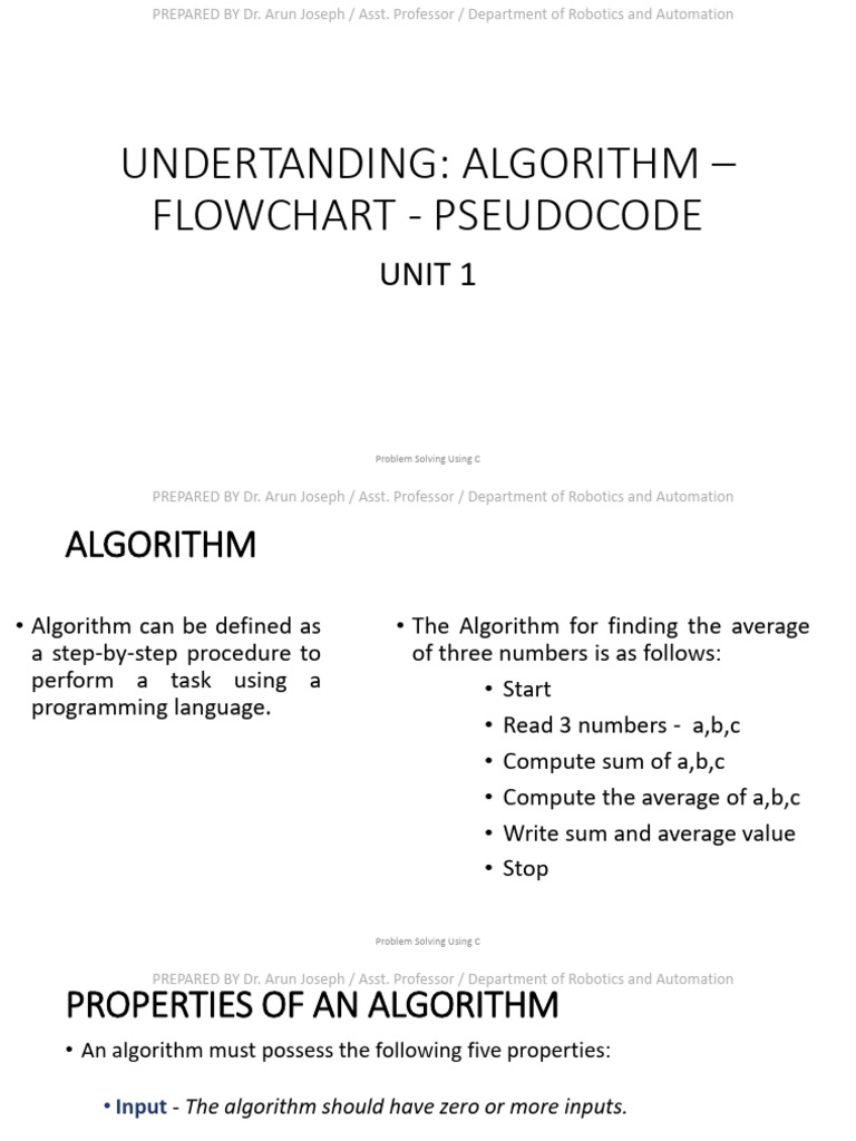 A Unit 1 Algorithm Flowchart Pseudocode | PDF | Algorithms | Mathematical Logic