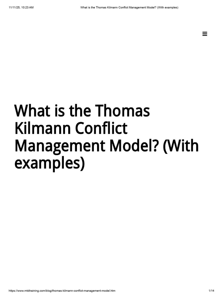 Thomas Kilmann Conflict Model Explained | PDF | Conflict Resolution ...
