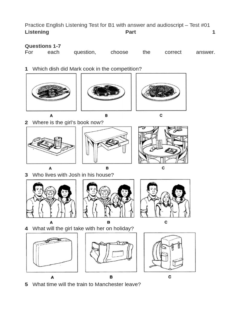 B1 English Listening Test Practice with Answers | PDF
