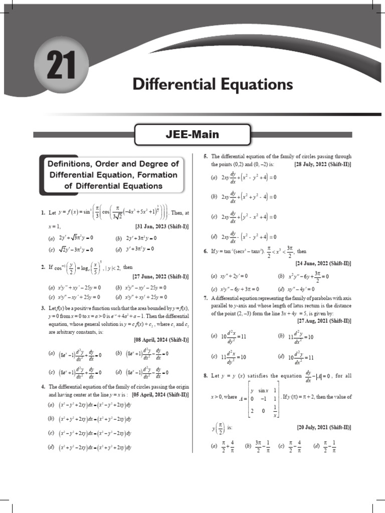 Differential Equations: Definitions & Examples | PDF | Equations ...
