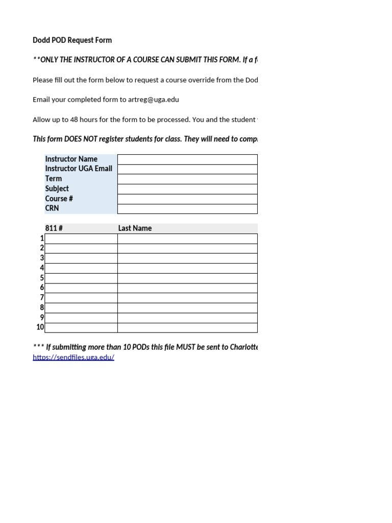 POD Request Form April 2025 | PDF