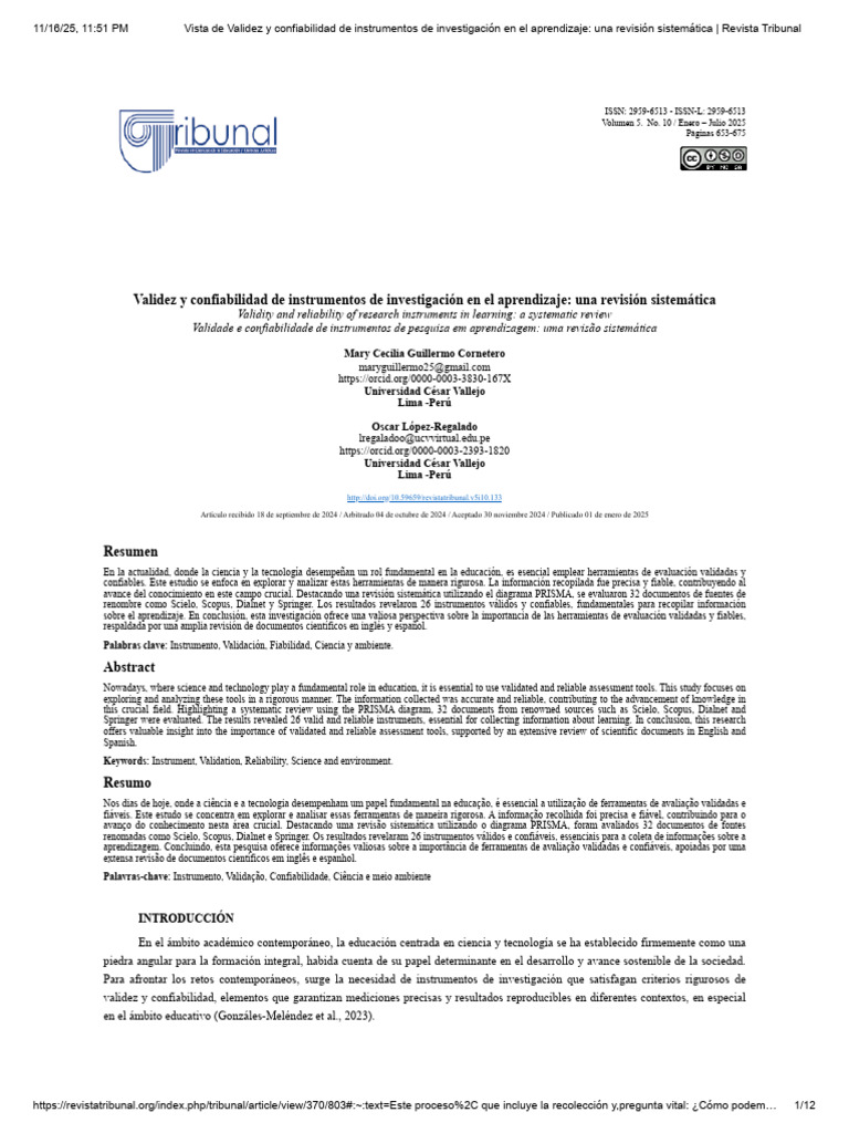 Vista de Validez y Confiabilidad de Instrumentos de Investigación en El ...