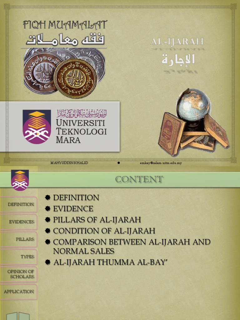 Al-Ijarah | Islamic Banking And Finance | Lease