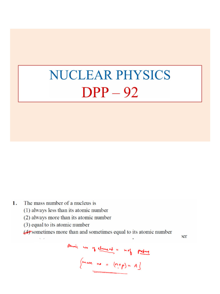 Nuclear Physics DPP Solution-01 Manish Raj Sir (Neet Crash Course ...