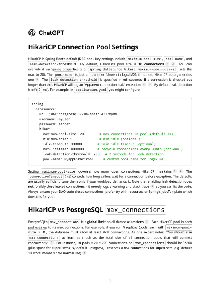 HikariCP Connection Pool Configuration Guide | PDF | Postgre Sql ...