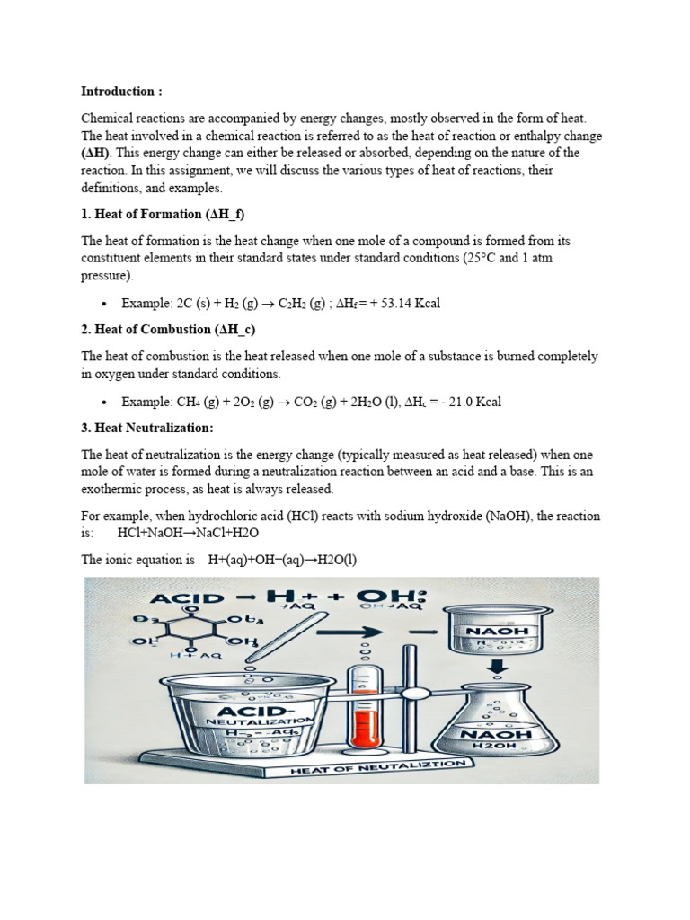 Types of Heat in Chemical Reactions | PDF | Chemical Reactions | Heat