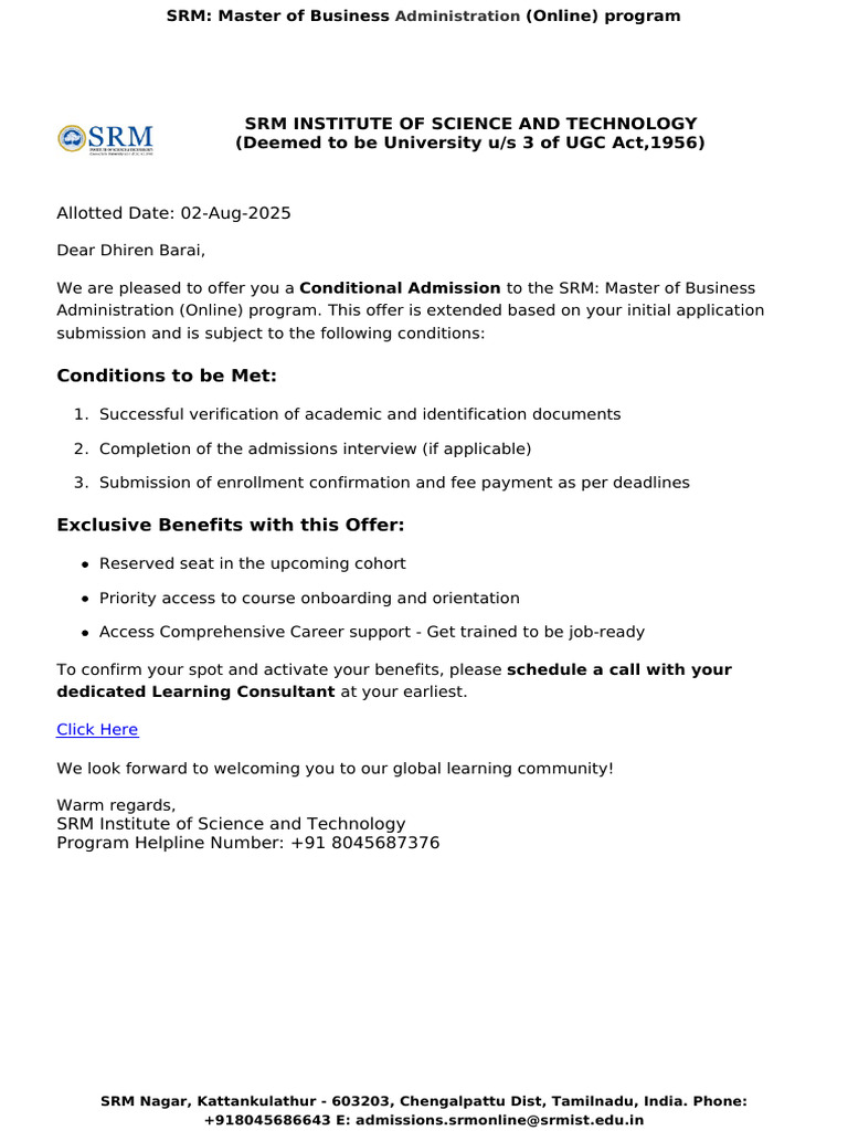 Provisional Offer Letter | PDF