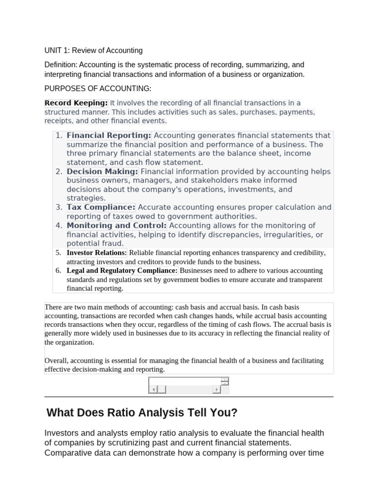 Accounting and Ratio Analysis Overview | PDF | Accounting | Equity ...