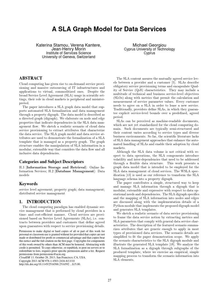 A SLA Graph Model For Data Services | PDF | Service Level Agreement ...