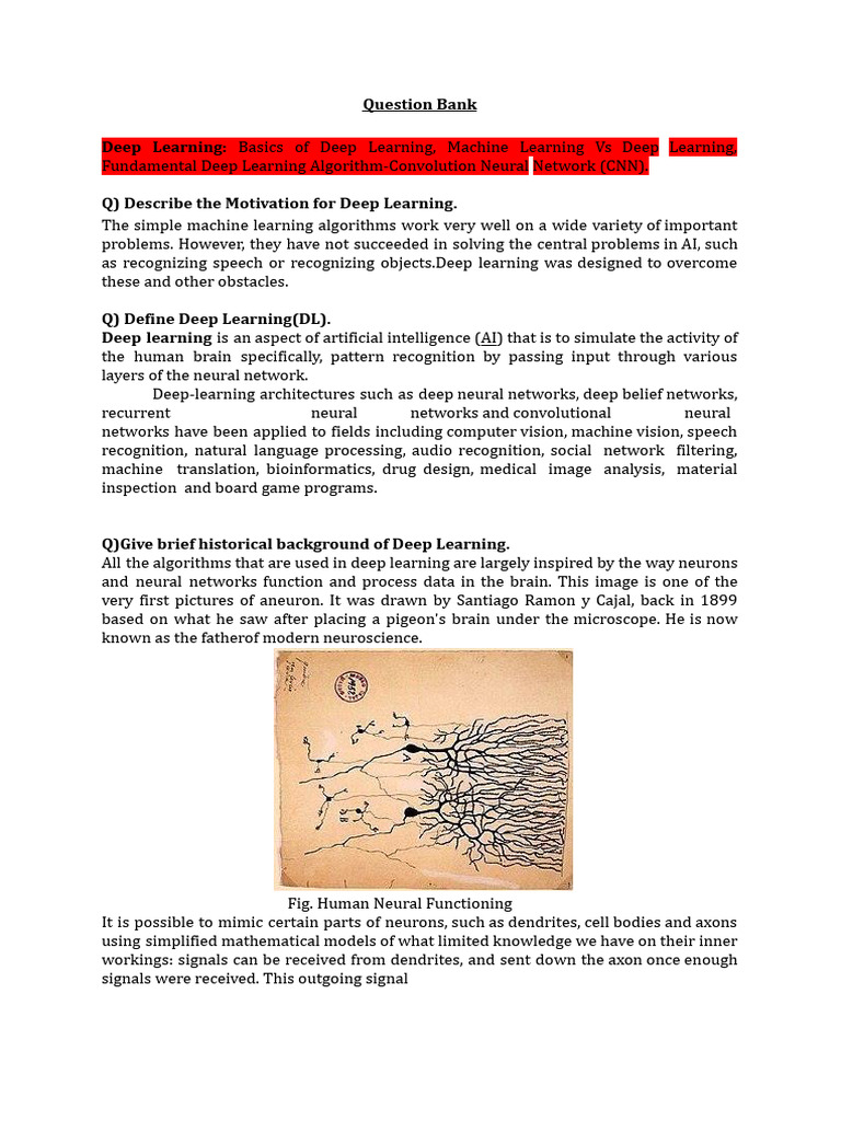Question Bank With Solution.docx | PDF | Deep Learning | Neuron