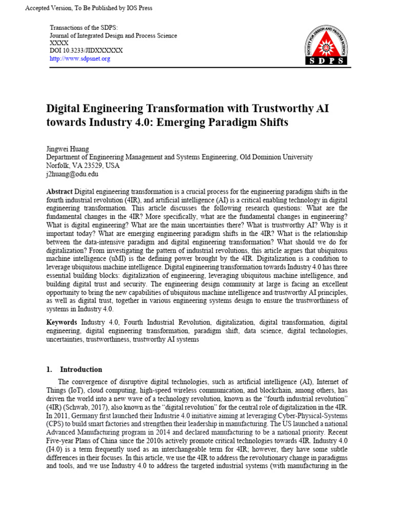 Trustworthy AI in Digital Engineering 4IR | PDF | Internet Of Things ...