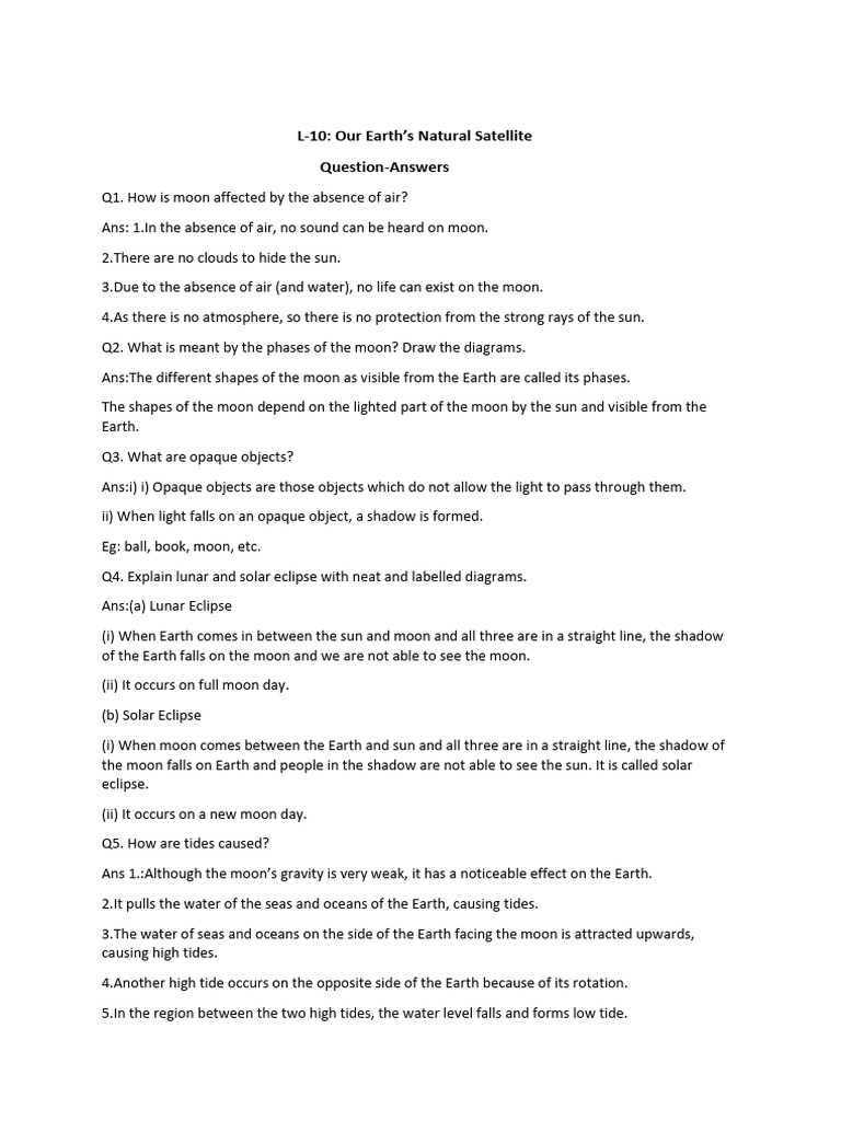 L-10 Our Earths Natural Satellite | PDF