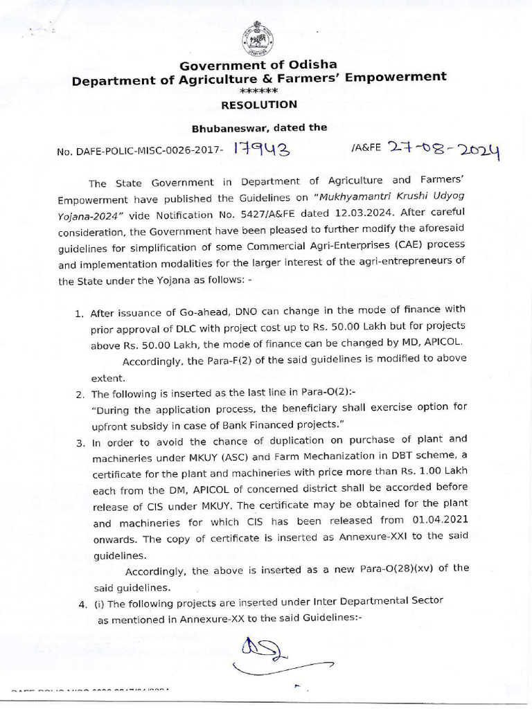 Government of Odisha Department of Agriculture OD | PDF