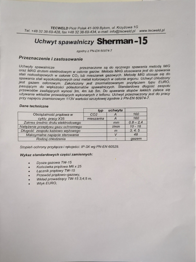 Sherman Uchwyt MIG MB 15 | PDF