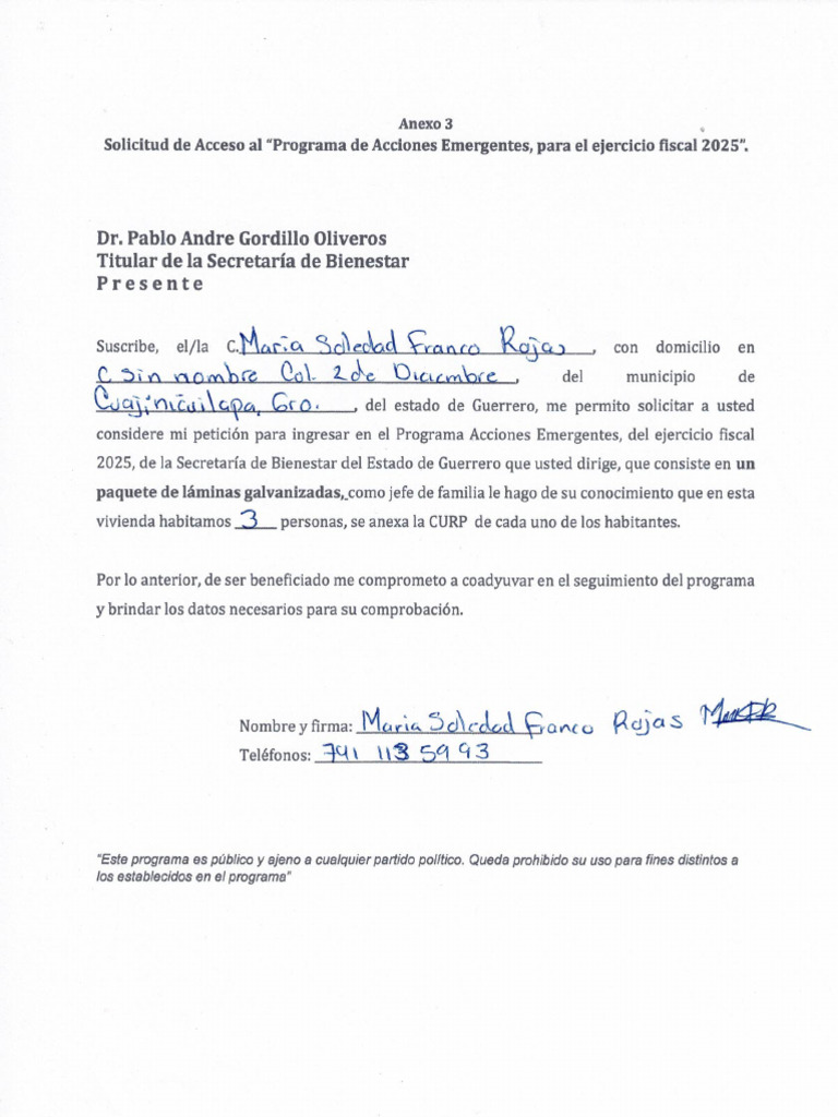 Solicitud de Apoyo | PDF | Gobierno