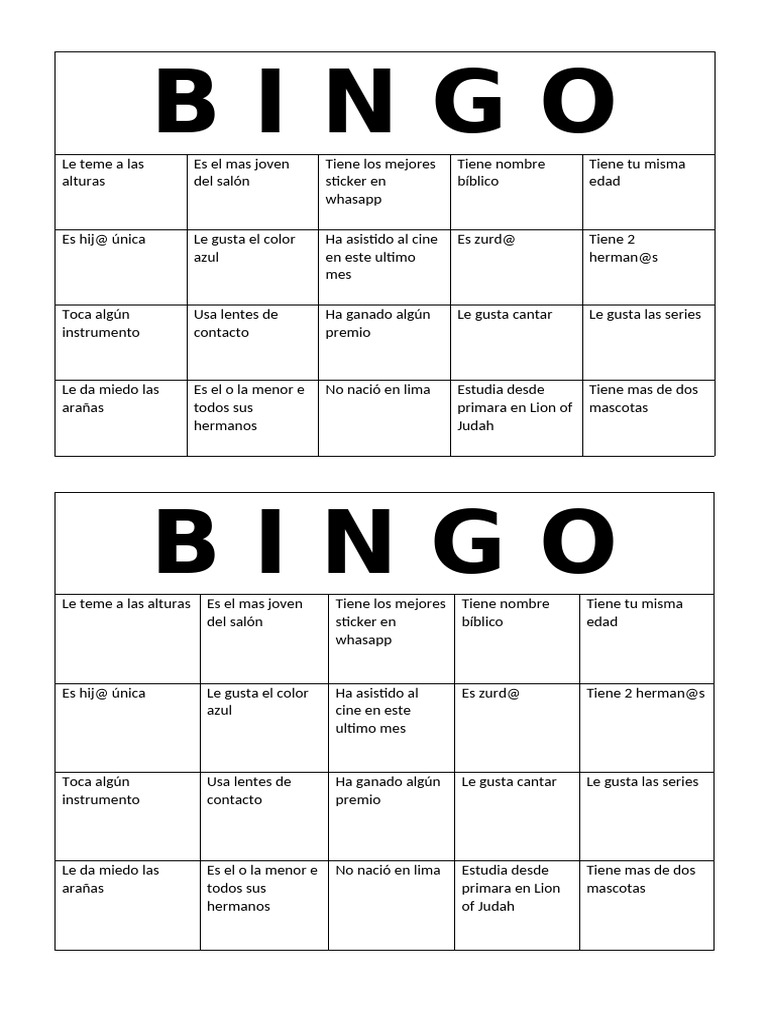 Bingo Humano | PDF