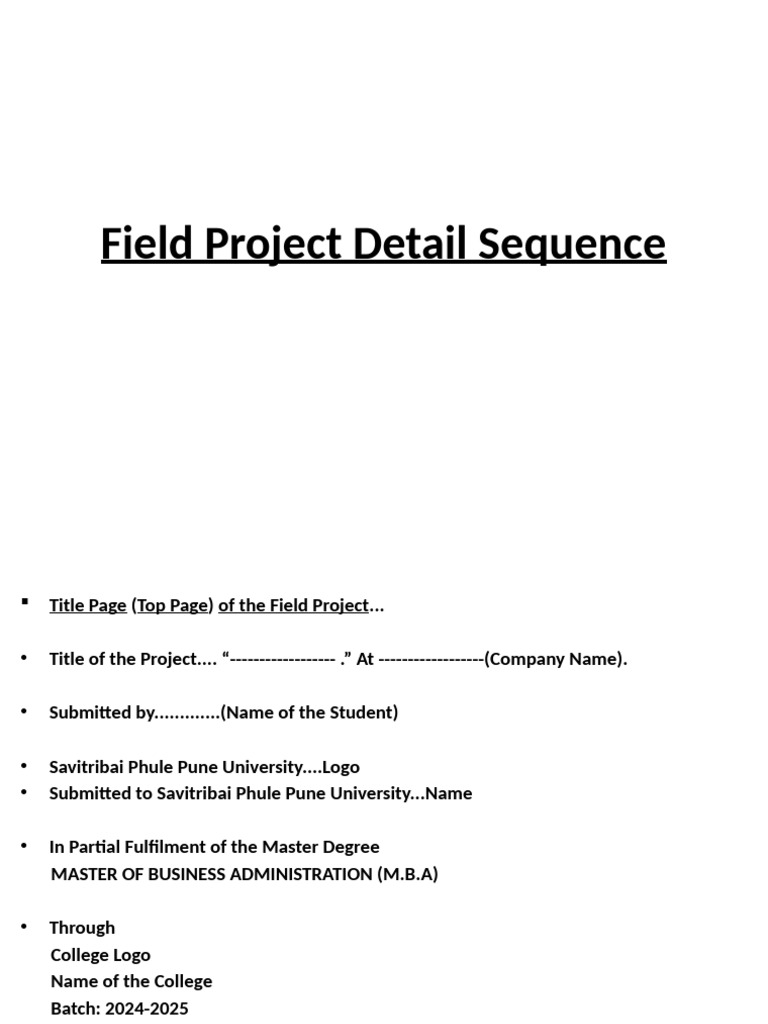 Field Project Detail Sequence | PDF | Information | Data