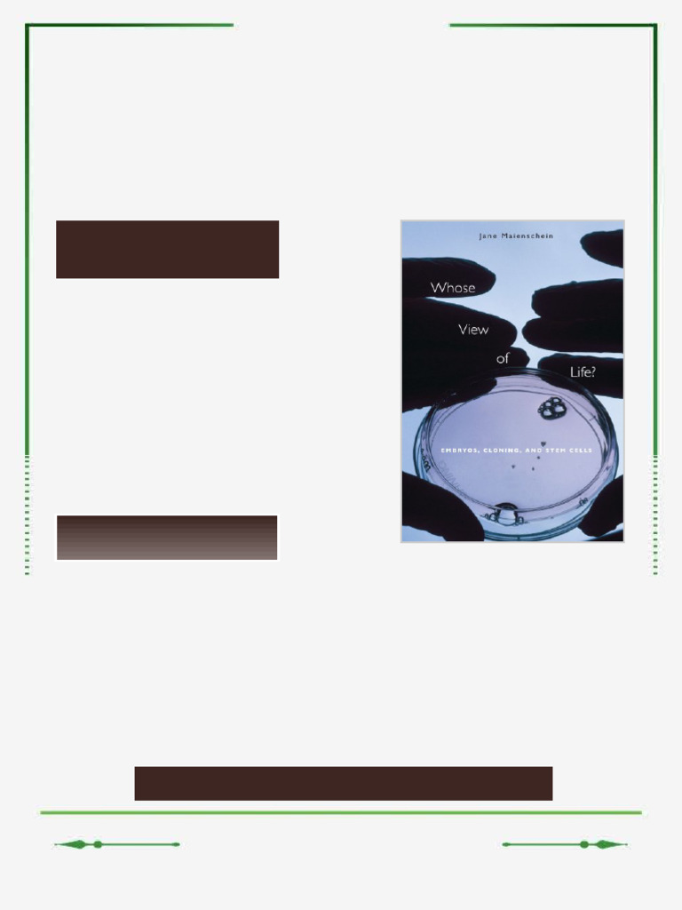 Whose View of Life Embryos Cloning and Stem Cells 1st Edition Jane ...