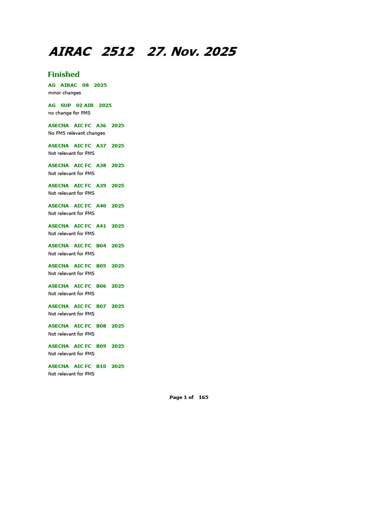 AIRAC 2512 Updates for November 2025 | PDF | Navigation | Wireless