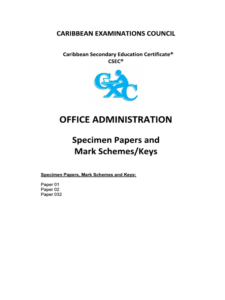 Office Admin 2024 Specimen Paper and Answers | PDF