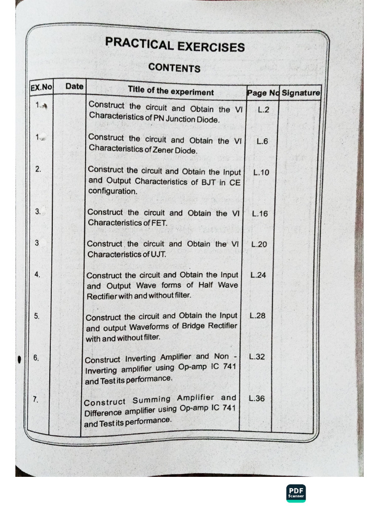 Ade Lab Exp 1 - 12 With List of Experiments and MCQ | PDF