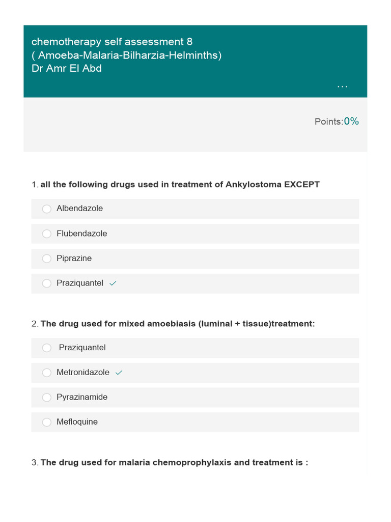 Amoeba-Malaria-Bilharzia-Helminths MCQ by Dr.amr Elabd | PDF ...
