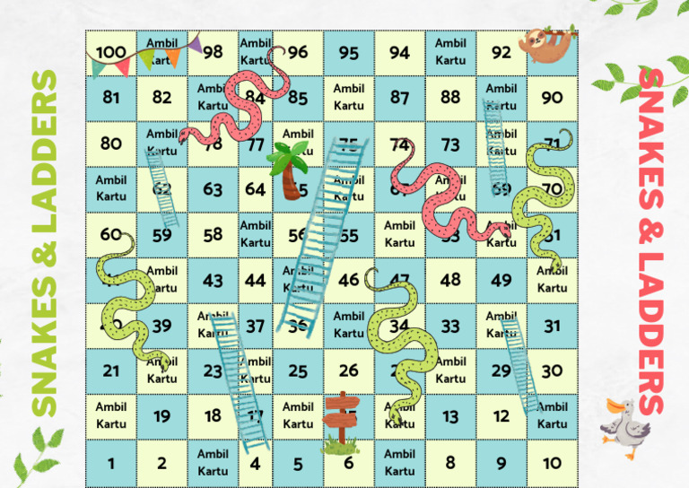 Snakes and Ladders Board Game A4 | PDF