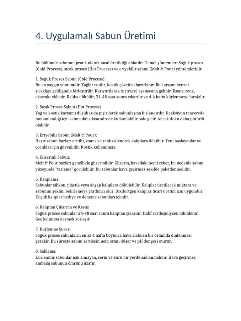 Dogal Sabun Kitabi Bolum 4 Uygulamali Sabun Uretimi | PDF