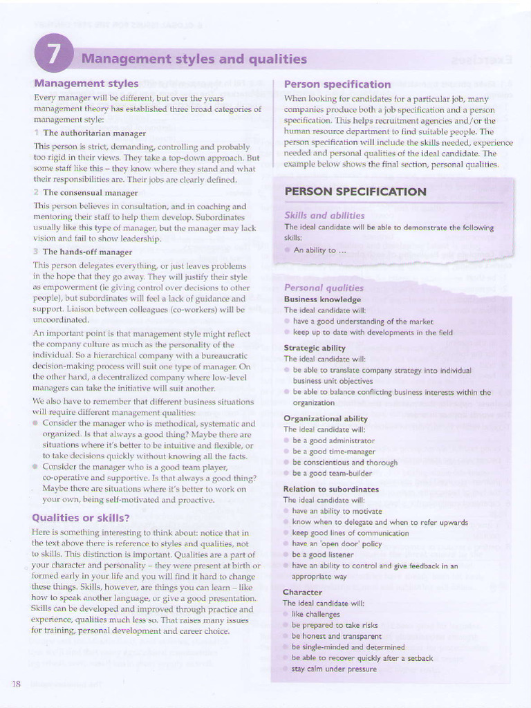 Management Styles and Qualities Explained | PDF
