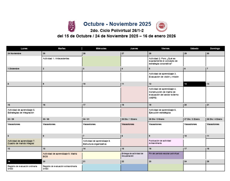 Calendario 2do Ciclo Polivirtual 2025 | PDF