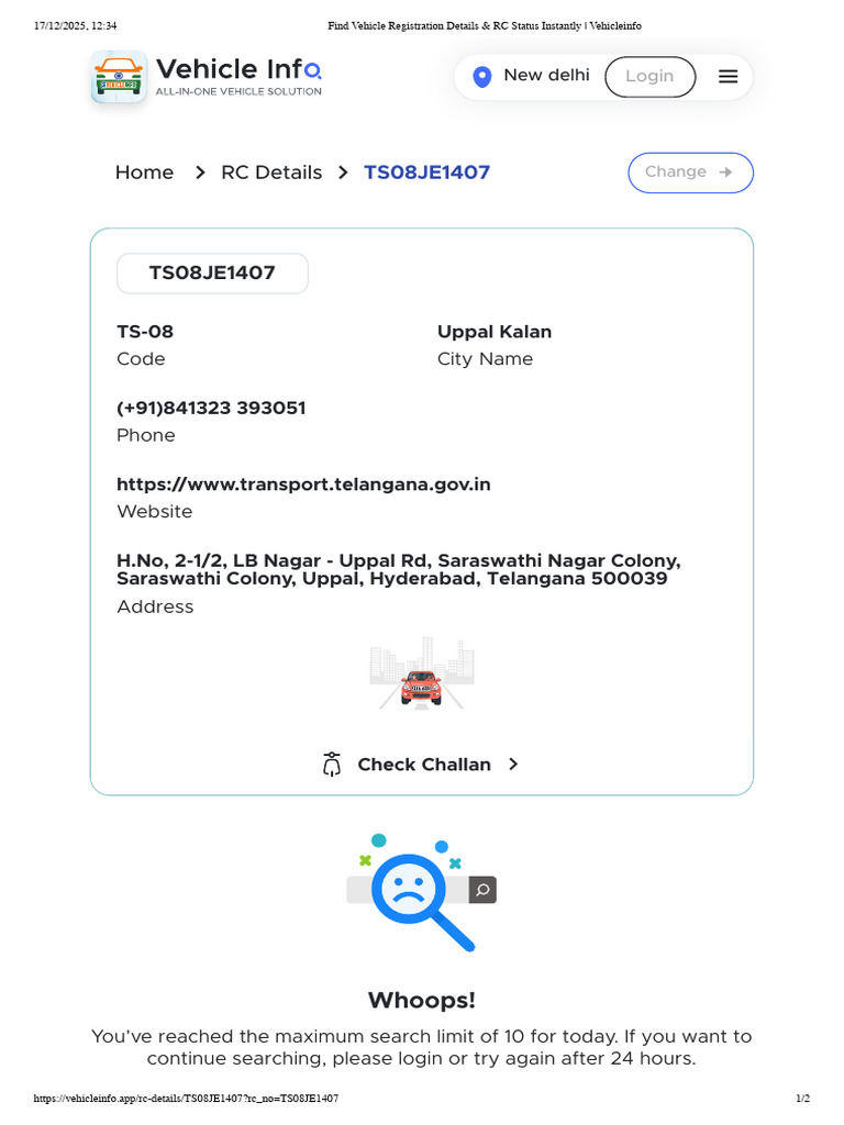 Vehicle Registration & RC Status Lookup | PDF