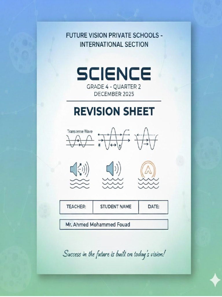 Revision Sheet Waves (Grade 4 NGSS) Q2 2025-26 | PDF | Waves ...