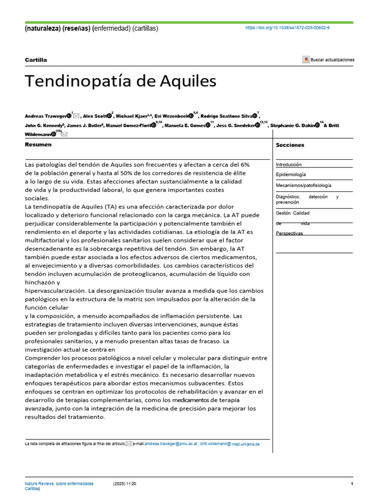 Tendinopatía de Aquiles: Diagnóstico y Tratamiento | PDF | Tendón | La ...