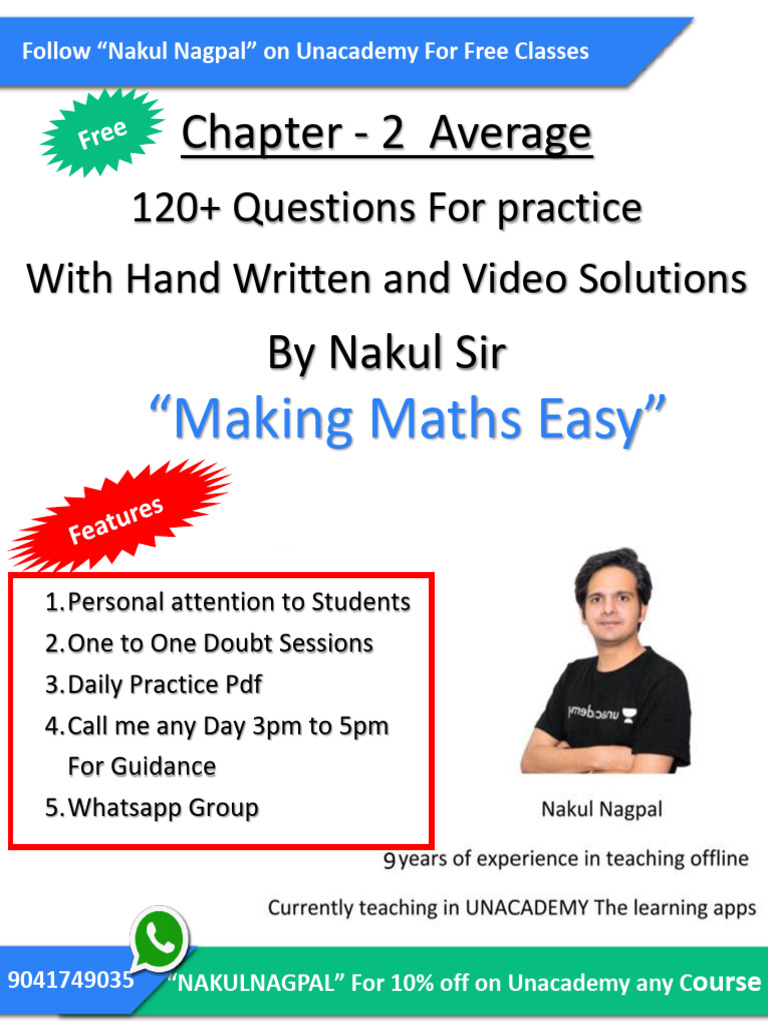 Average Practice Questions by Nakul Nagpal | PDF | Average | Quantity