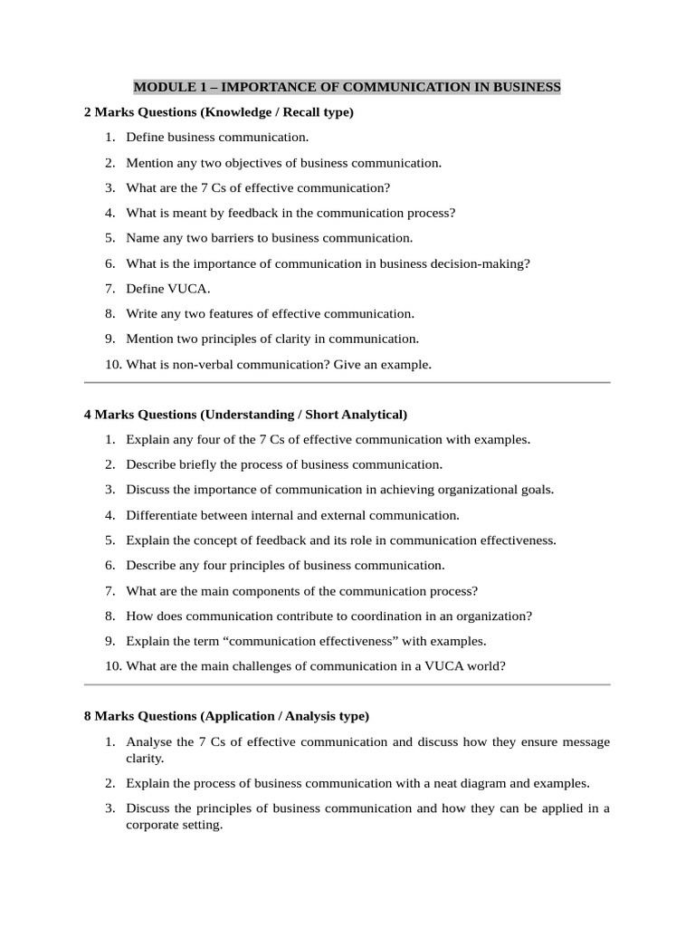 Important Questions | PDF | Communication | Public Speaking