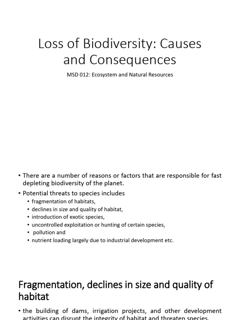 Causes and Effects of Biodiversity Loss | PDF | Biodiversity | Habitat ...