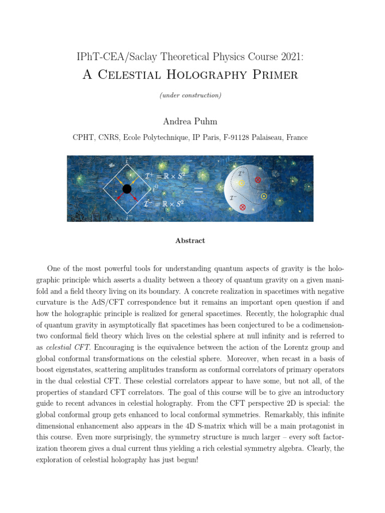 Celestial Holography Course Overview | PDF | Applied Mathematics ...