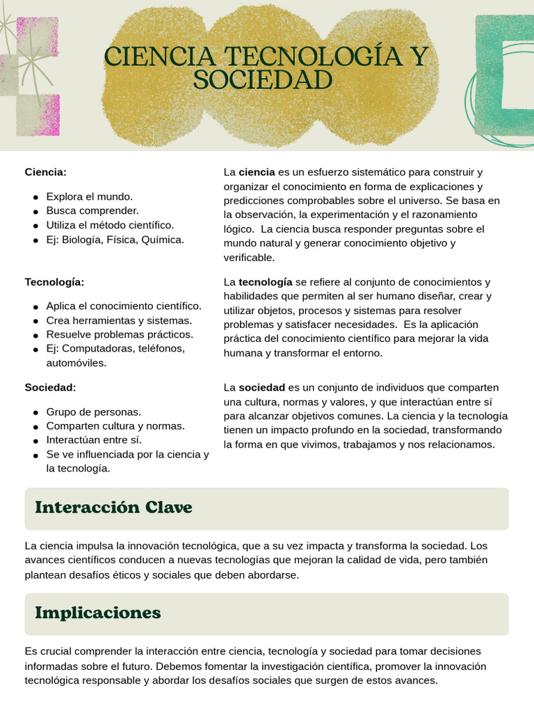 Ciencia, Tecnología y Sociedad: Interacción Clave | PDF