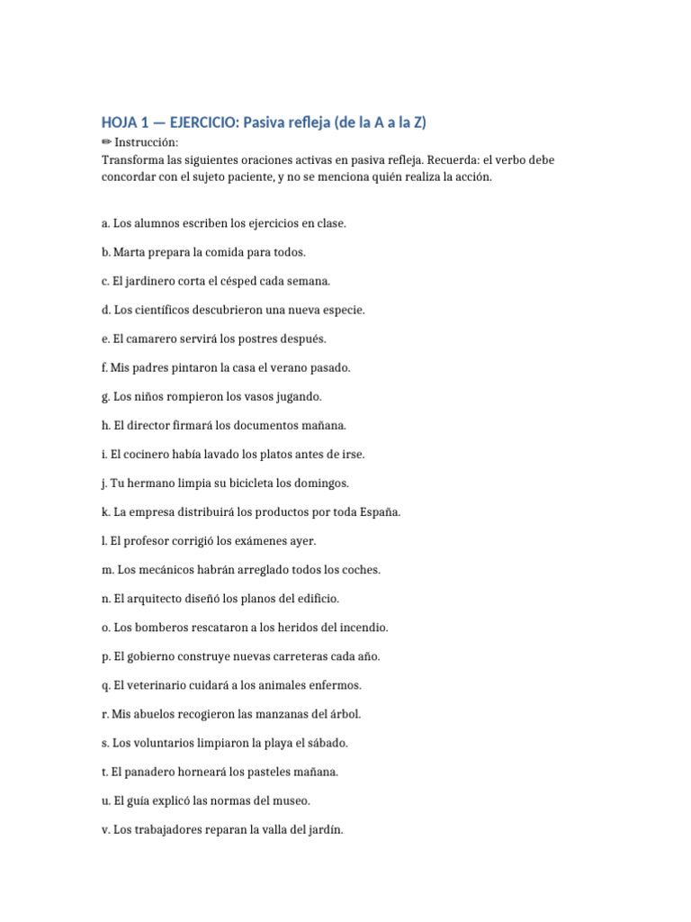 Ejercicio Pasiva Refleja A A Z | PDF