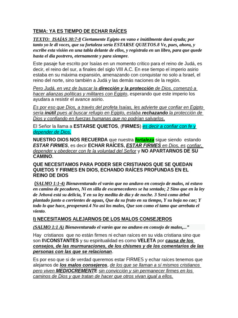 Ya Es Tiempo de Echar Raíces | PDF | Dios | Salmos