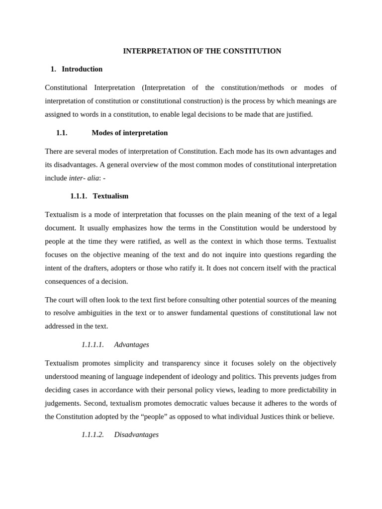 Interpretation of the Constitution- Constitution | PDF | Precedent ...