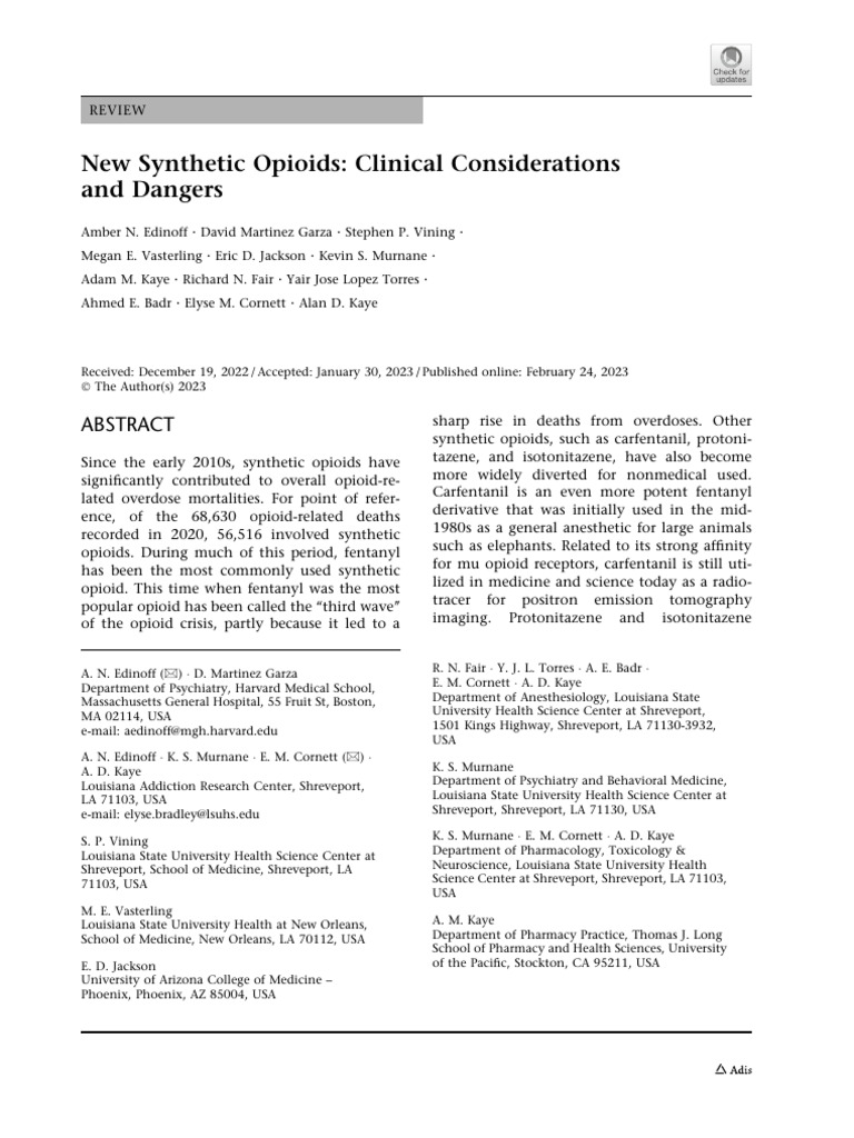 New Synthetic Opioids: Risks and Insights | PDF | Opioid | Fentanyl