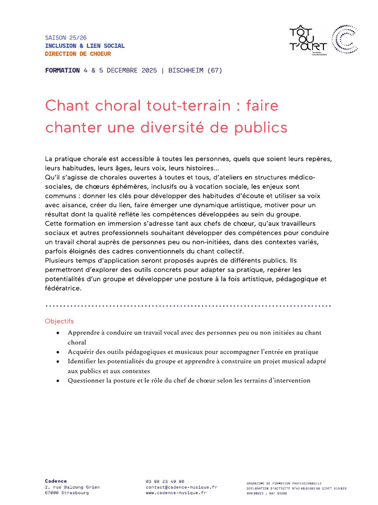 Formation chant choral pour débutants | PDF | Pédagogie