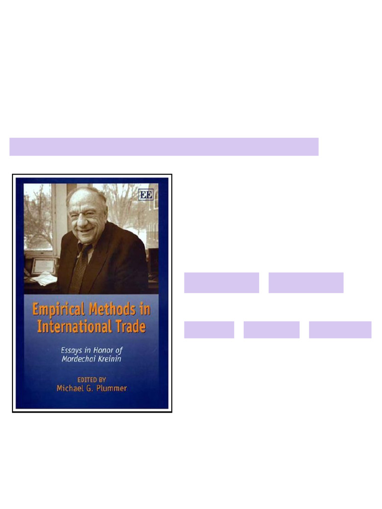 Empirical Methods in International Trade Essays In Honor Of Mordechai ...