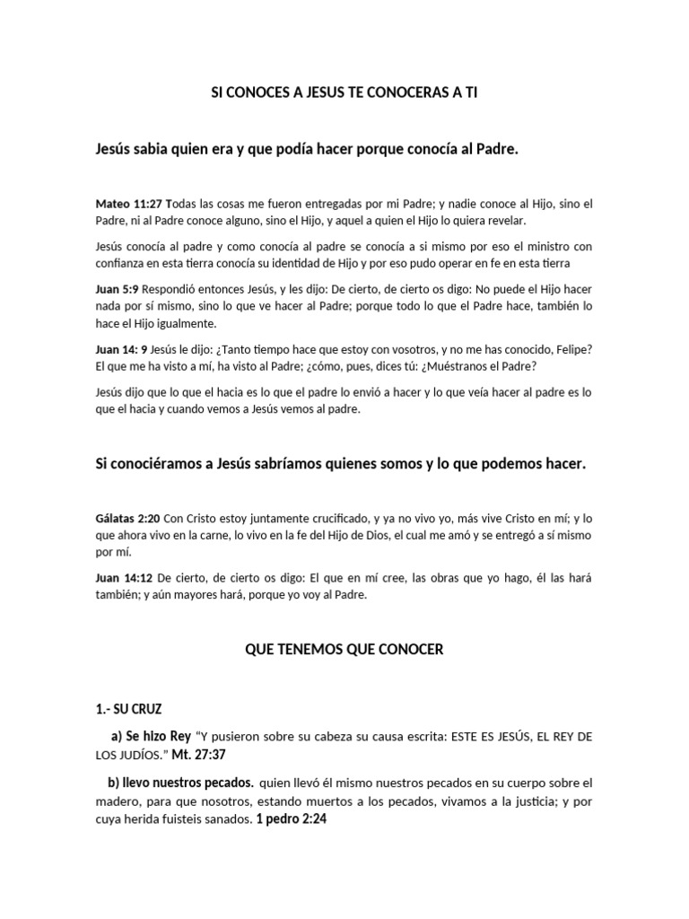 Si Conoces A Jesus Te Conoceras A Ti | PDF | Jesús | Pecado