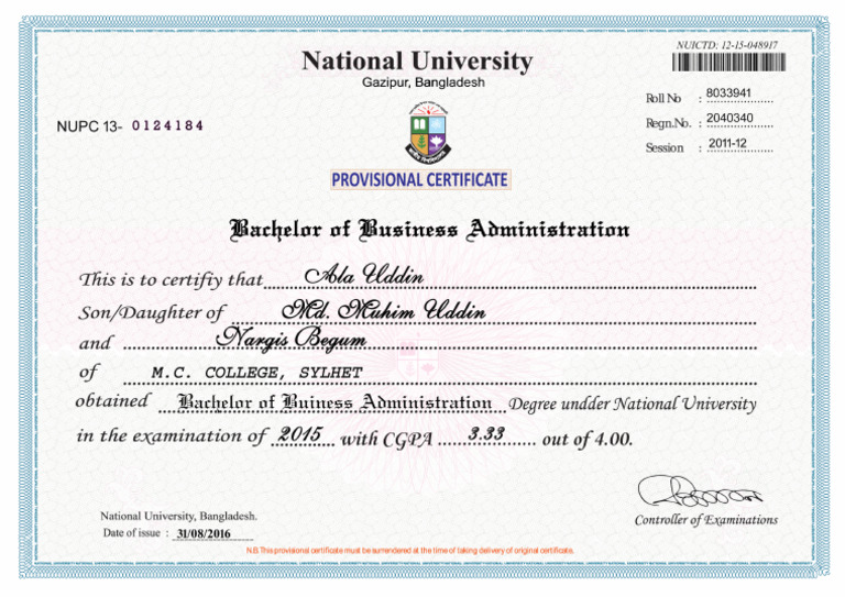 Ala Uddin National University Cer | PDF