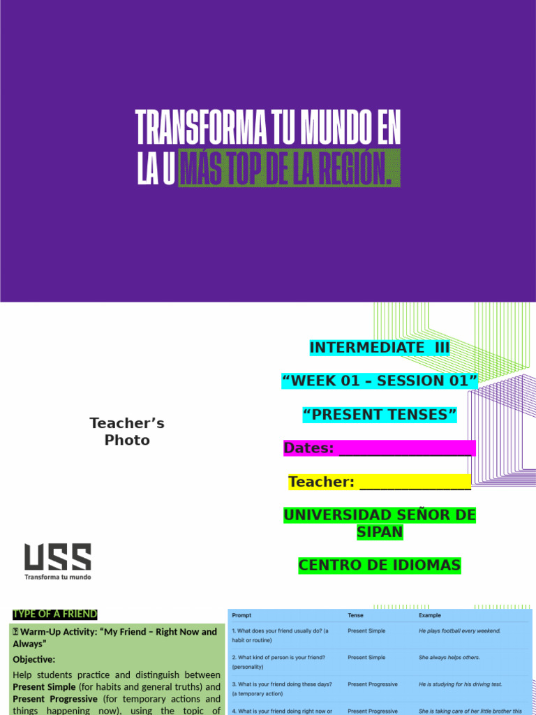 Present Tenses Lesson Plan for Students | PDF